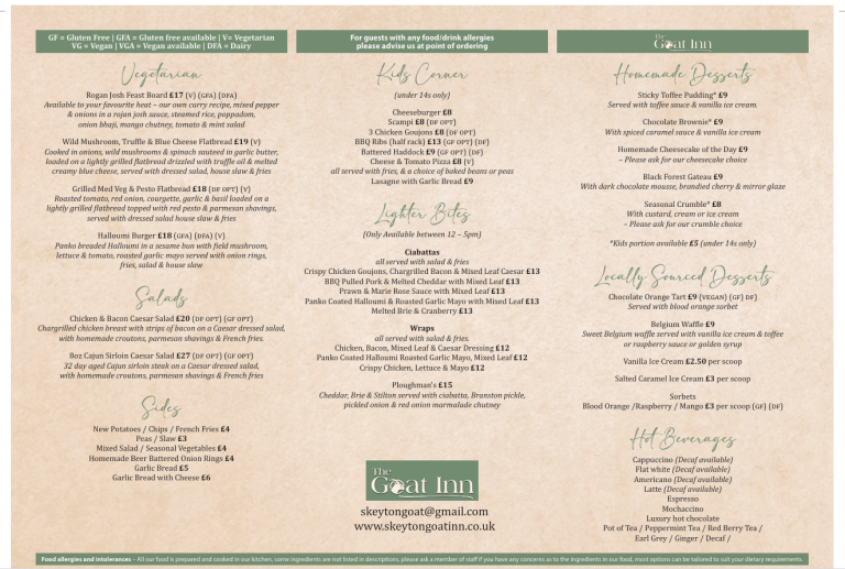 Food – The Goat Inn, Skeyton.